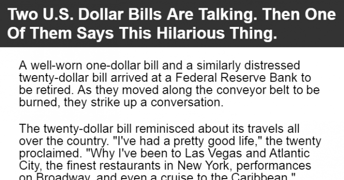 Two U.S. Dollar Bills Are Talking.