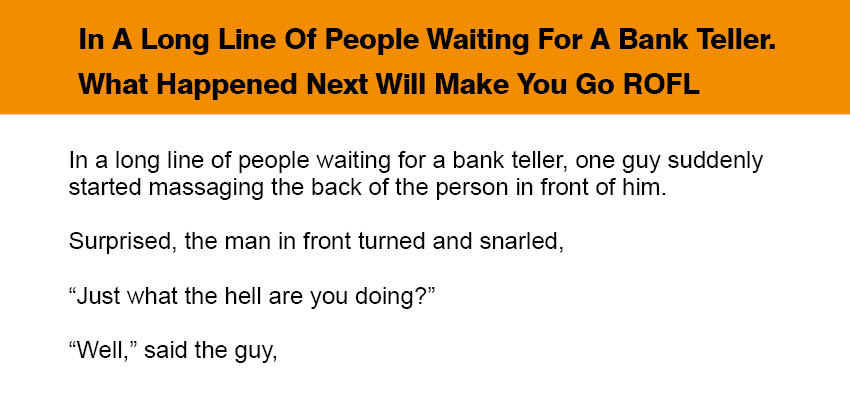 In A Long Line Of People Waiting For A Bank Teller