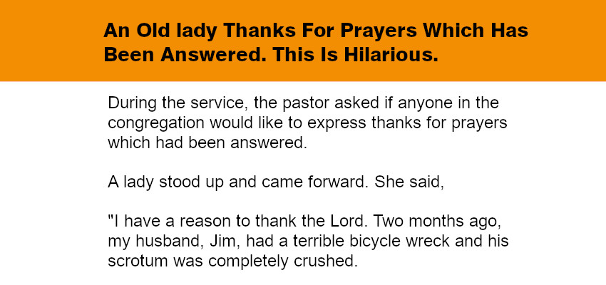 An Old lady Thanks For Prayers Which Has Been Answered.