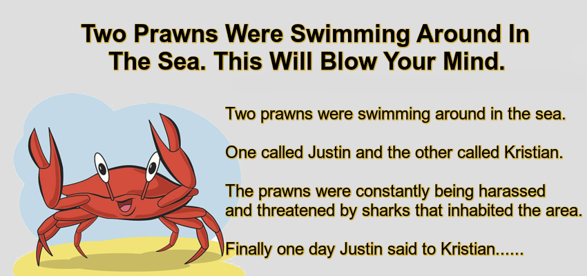 Two Prawns Were Swimming Around In The Sea.