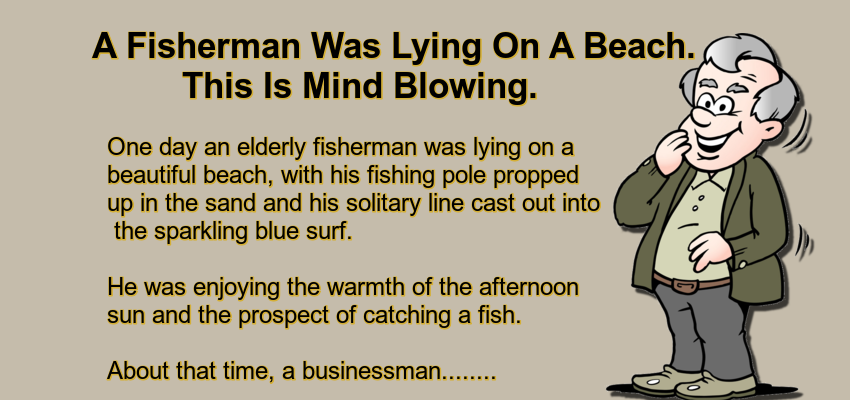 A Fisherman Was Lying On A Beach.