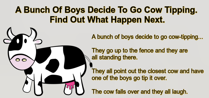 A Bunch Of Boys Decide To Go Cow Tipping.