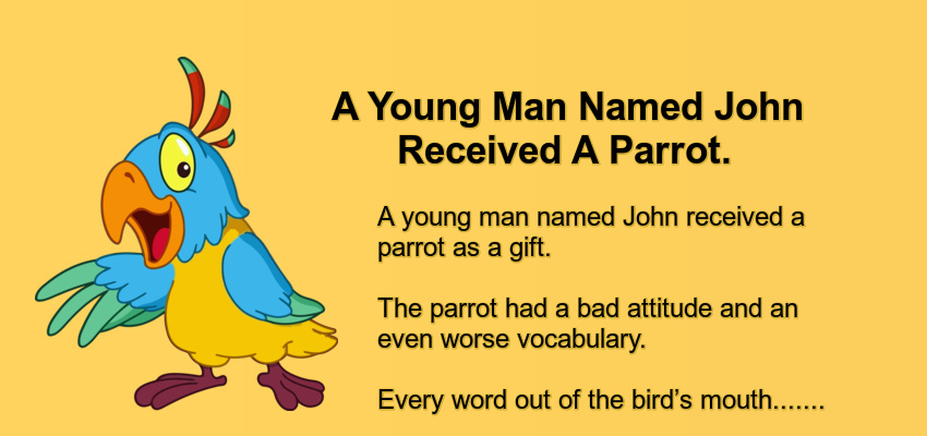 A Young Man Named John Received A Parrot.