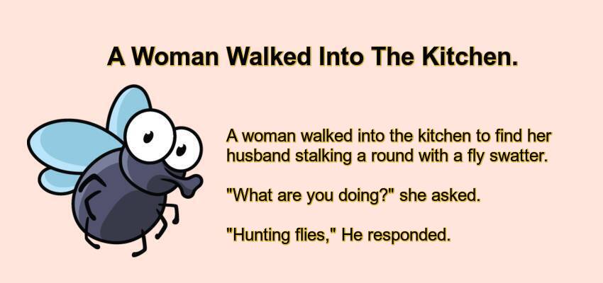A Woman Walked Into The Kitchen.