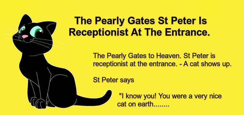The Pearly Gates St Peter Is Receptionist At The Entrance.