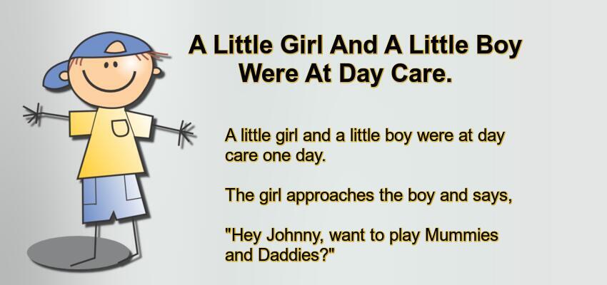 A Little Girl And A Little Boy Were At Day Care.