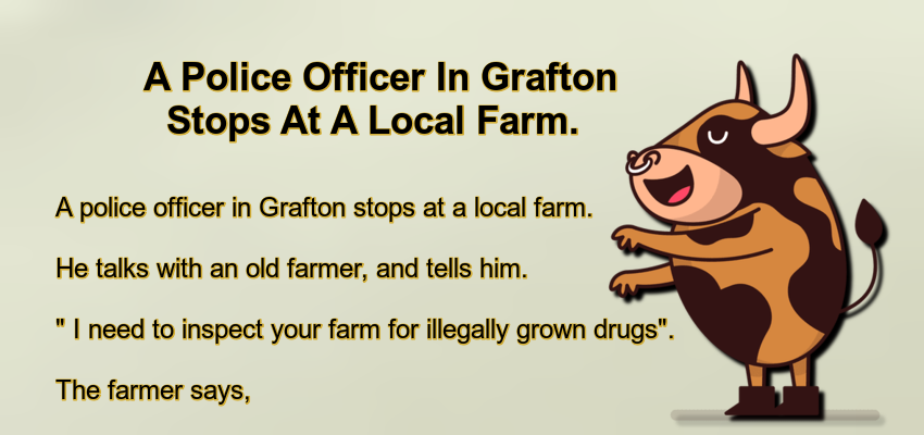 A Police Officer In Grafton Stops At A Local Farm.