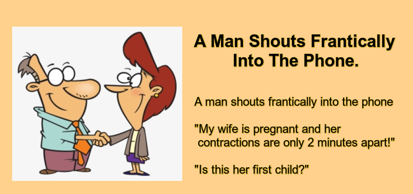 A Man Shouts Frantically Into The Phone.