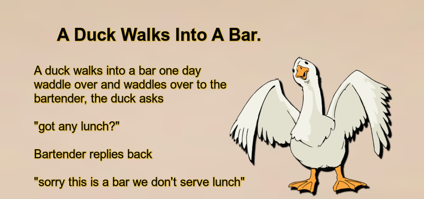 A Duck Walks Into A Bar.