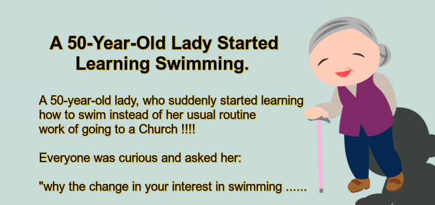 A 50-Year-Old Lady Started Learning Swimming.