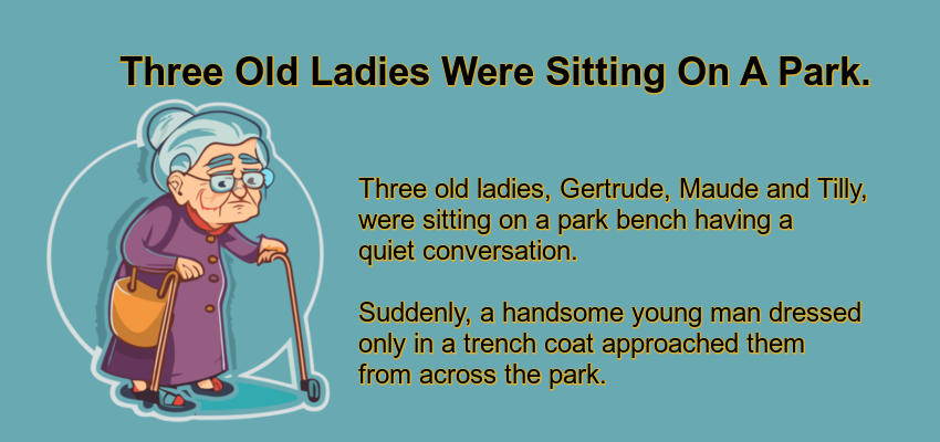 Three Old Ladies Were Sitting On A Park.