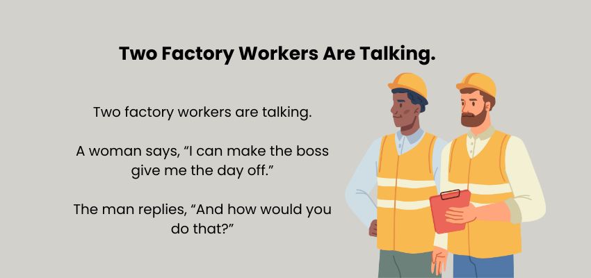 Two Factory Workers Are Talking.